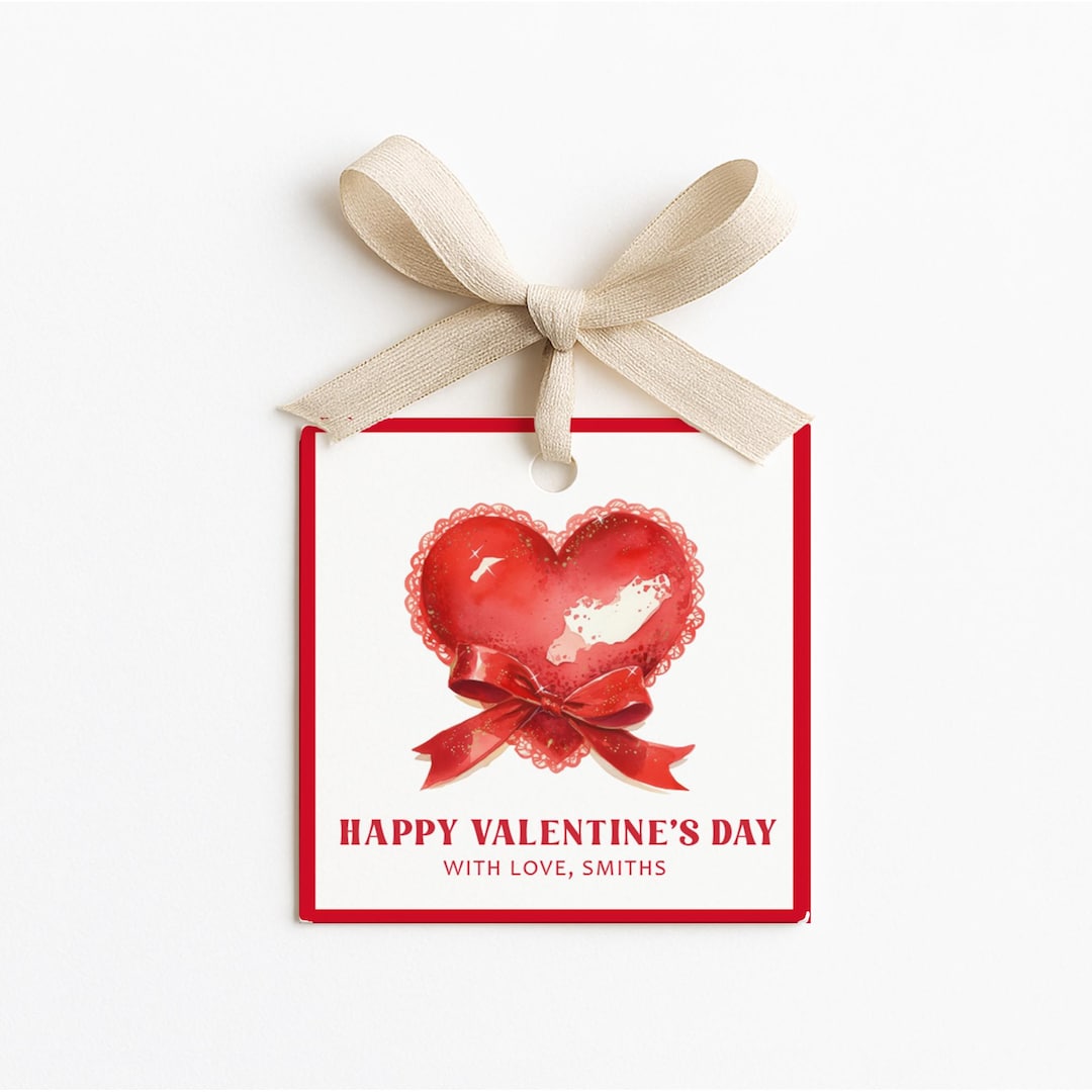 Red Valentine Printable Heart Gift Tag Template, Digital Download - Etsy