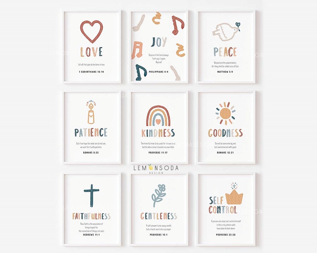 Kids the Fruit of the Spirit Set of 9 Printables Boho Christian Nursery ...