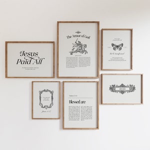 Vintage Aesthetic Bible Verse Gallery Set of 6 Bundles, Modern ...