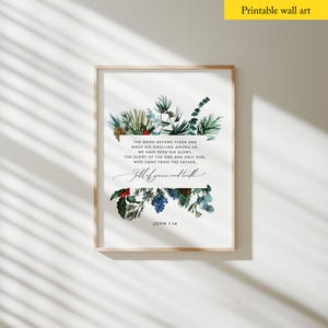 John 1:14 Print, Christmas Bible Verse Wall Art, Christmas Scripture ...