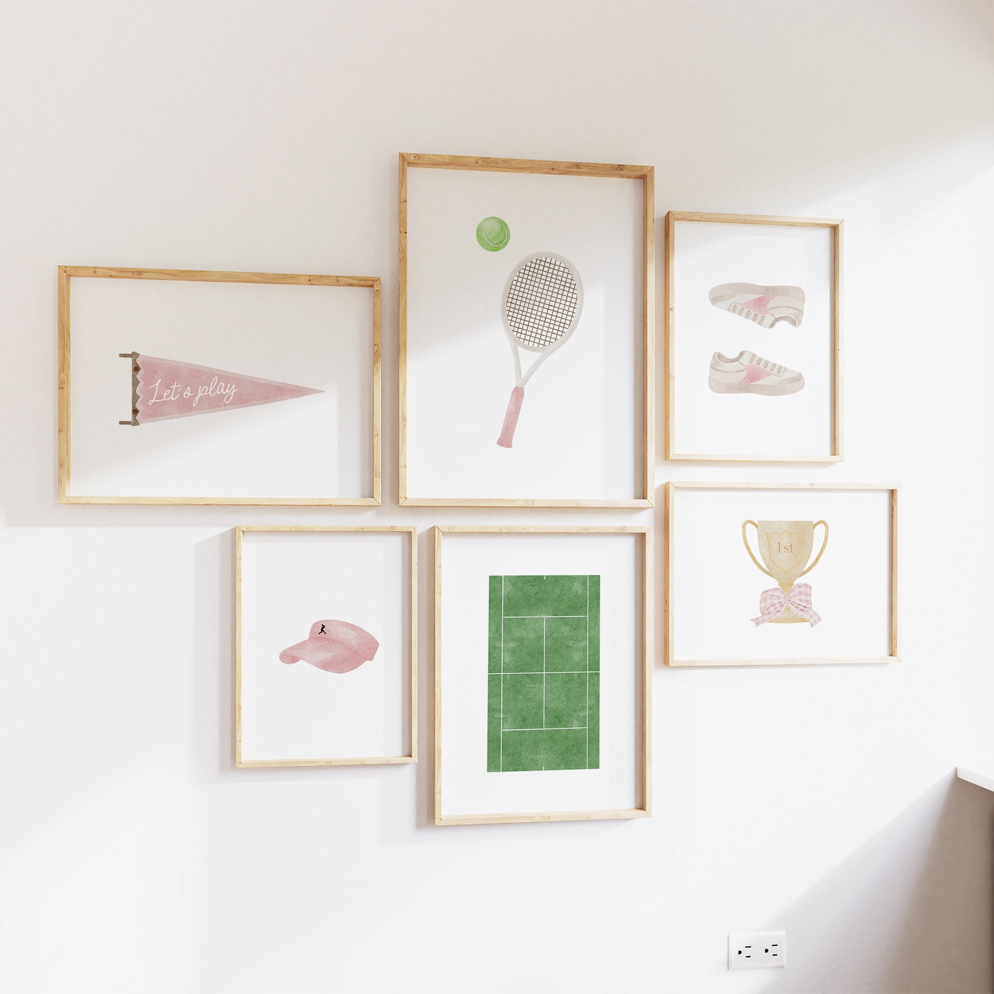 Pink Tennis Nursery Decor: Sports Wall Art Prints (set of 6) (digital ...