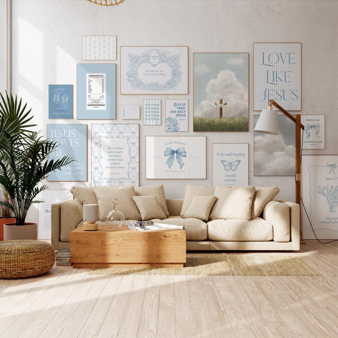 Light Blue Christian Scripture Wall Art Mega Bundle (digital Download ...