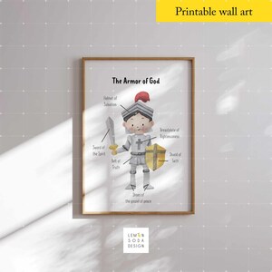 The Armor of God Print, Kids Bible Study Printable Wall Art, Church ...