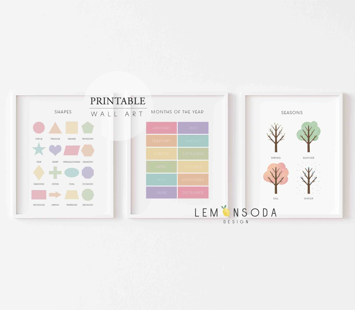 Pastel Alphabet Print Printable Nursery Wall Art Pastel | Etsy