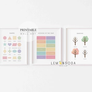 Pastel Alphabet Print, Printable Nursery Wall Art, Pastel Rainbow Home ...