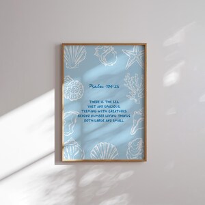 Blue Coastal Christian Prints: Bible Verse Wall Art Set (digital ...