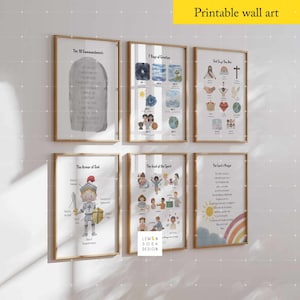 Set of 6 Bible Nursery Prints, Printable Creation, Christian Kids Wall ...