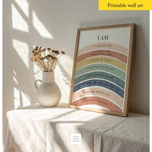 Boho Rainbow Kids Bible Affirmation Print: Watercolor Nursery Decor ...