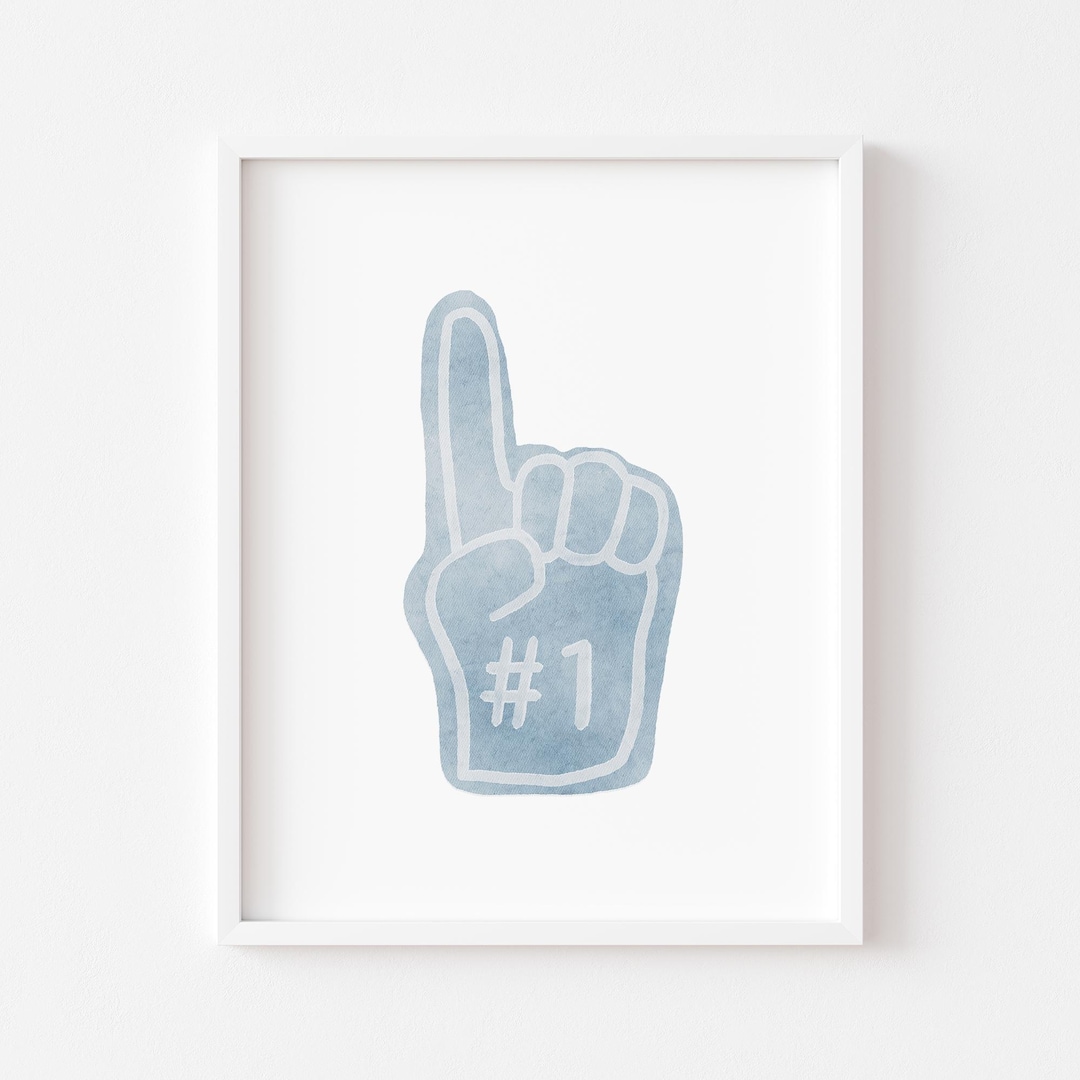 Light Blue Number One Finger Foam Sign Digital Print, Sports Nursery ...