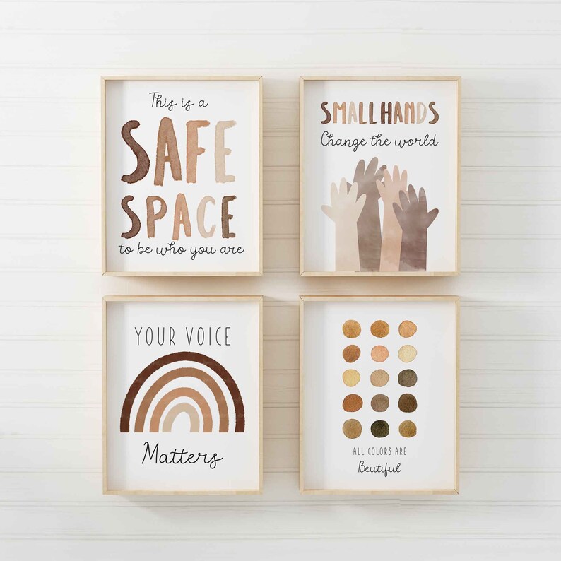 Kids Diversity Wall Art Set of 4 Classroom Decor Small Hands - Etsy