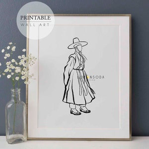 Printable Korean Art, Korean Art Print, Korean Line Drawing Art Poster ...