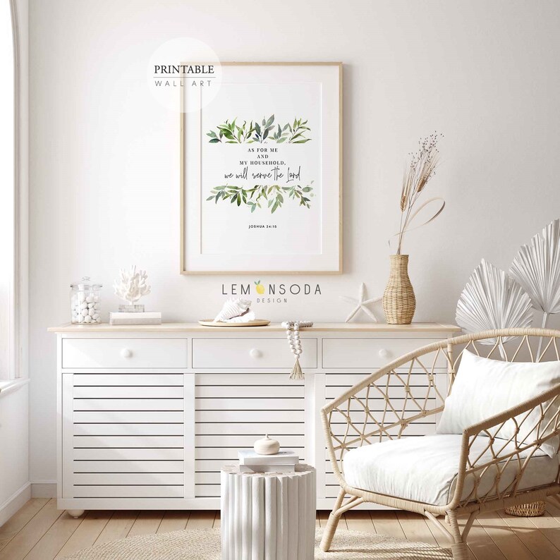 Joshua 24:15 Print Watercolor Bible Verse Wall Art PRINTABLE | Etsy