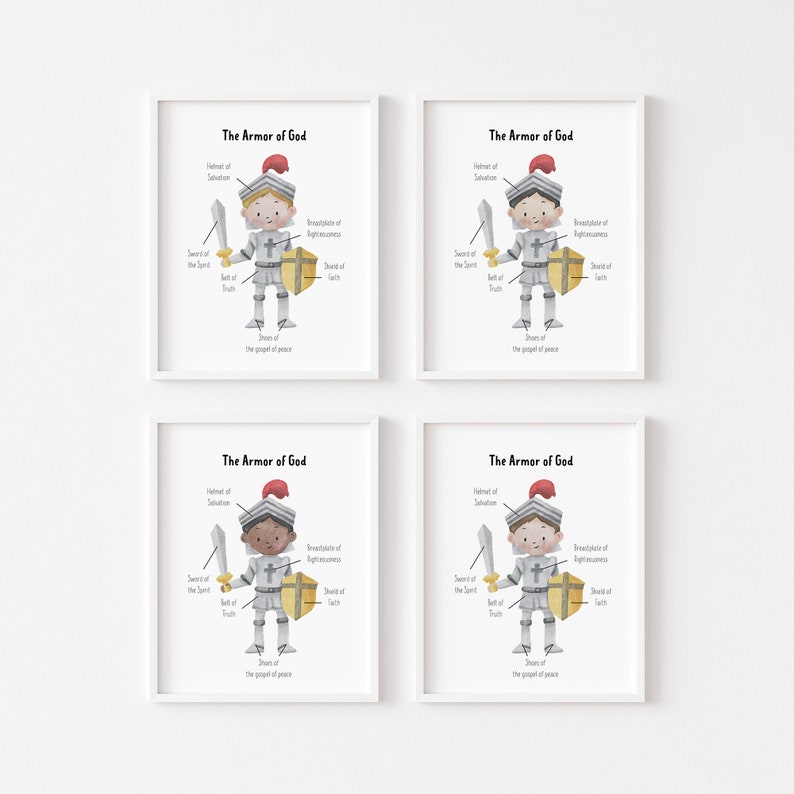 Armor of God Print: Kids Bible Study, Sunday School Decor (downloadable ...