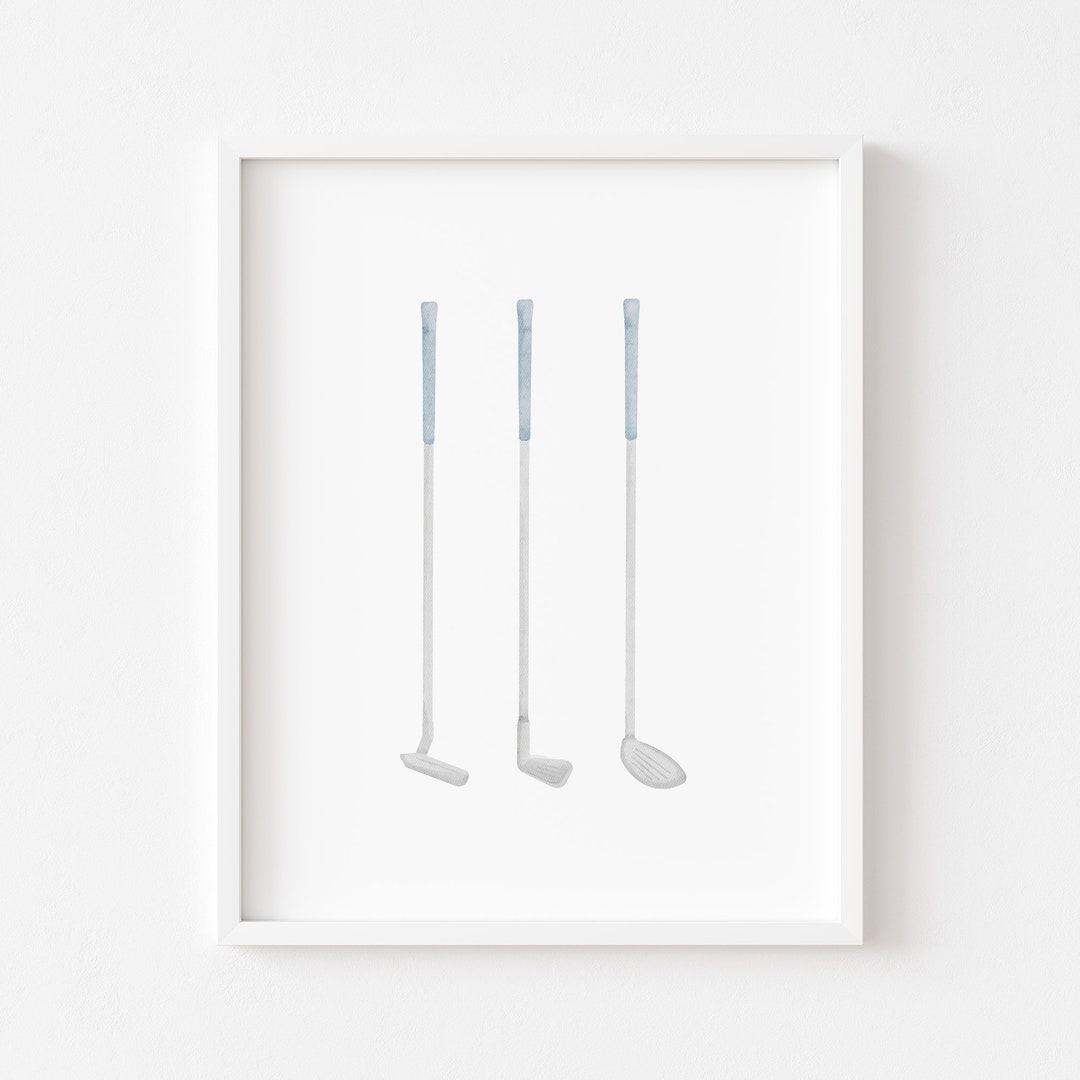 Blue Golf Club Watercolor Print: Sports Nursery Decor (digital Download ...