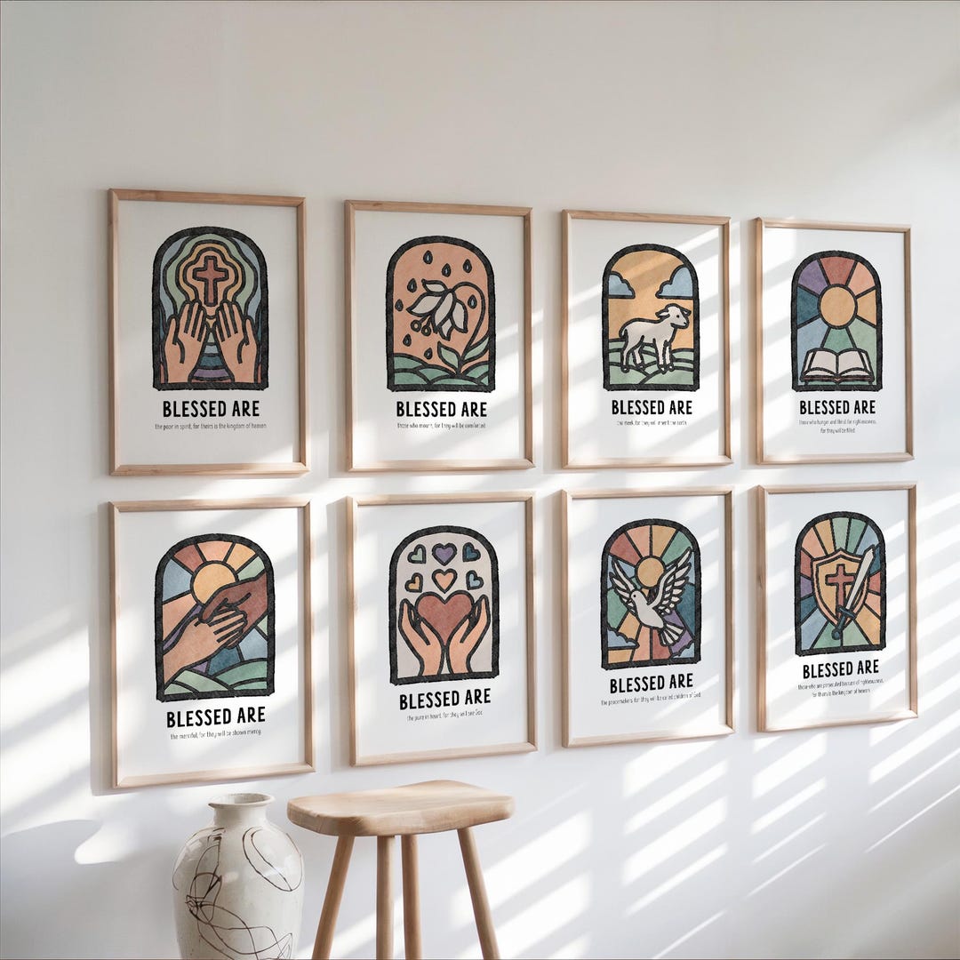 Beatitudes Bible Verse Print Set: Boho Christian Homeschool Decor ...
