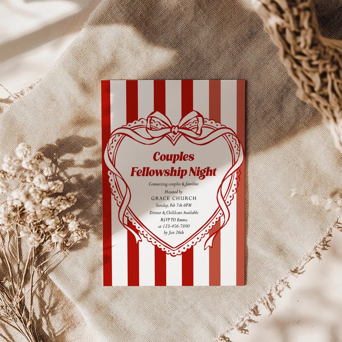 Couples Fellowship Night Invitation Church Family Dinner Christian ...