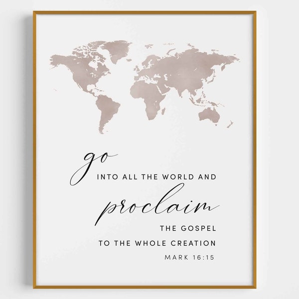 Christian World Map Wall Art - Etsy