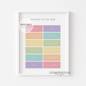 Pastel Alphabet Print Play Room Wall Shapes Days of Week Educational ...