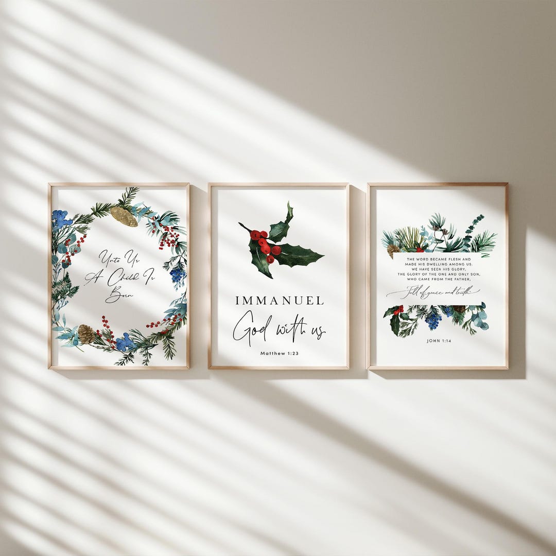Christmas Bible Verse Print Set: Holiday Scripture Wall Art (digital ...