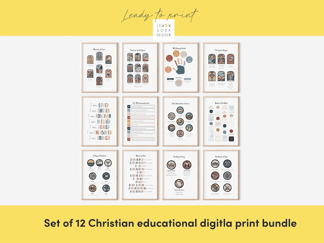 Set of 12 Christian Educational Digital Print Bundle Kids Bible ...