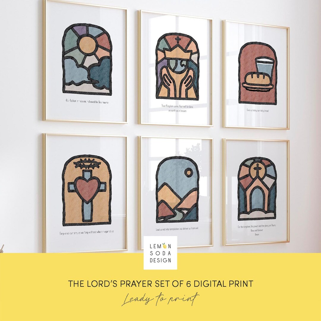 The Lord's Prayer Set of 6 Digital Print Bundle, Kids Bible Verse ...