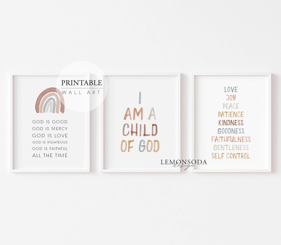 I'm a Child of GOD Printable, Nursery Boho Bible Verse Wall Art, Earthy ...