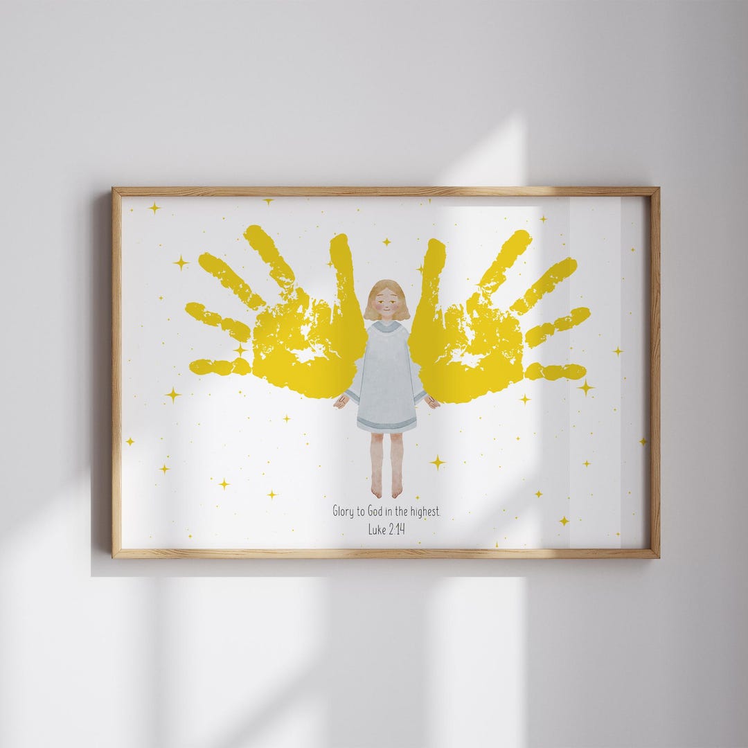 Christmas Angel Handprint Craft Printable, Nursery Wall Decor, Holiday ...