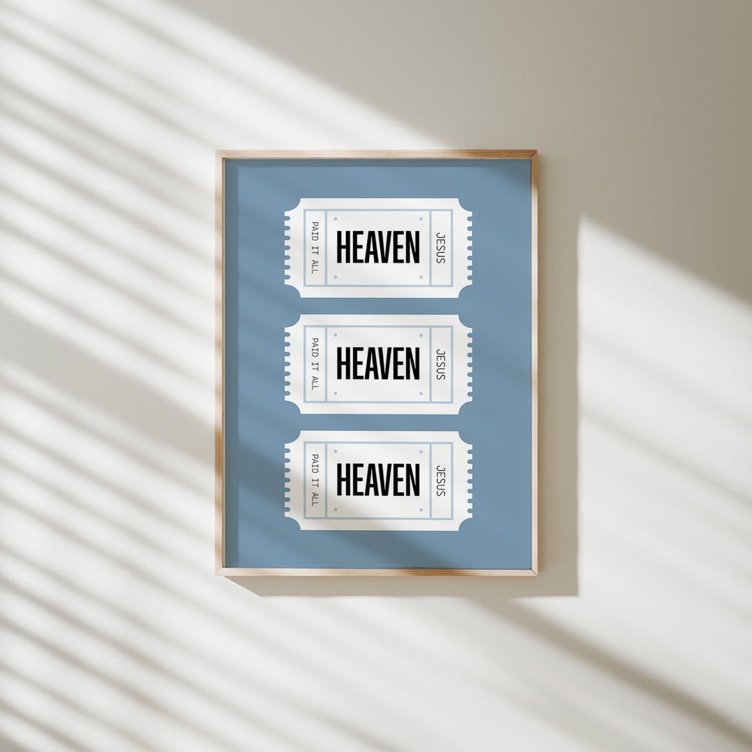 Heaven Ticket Christian Wall Art: Light Blue Bible Verse (digital ...
