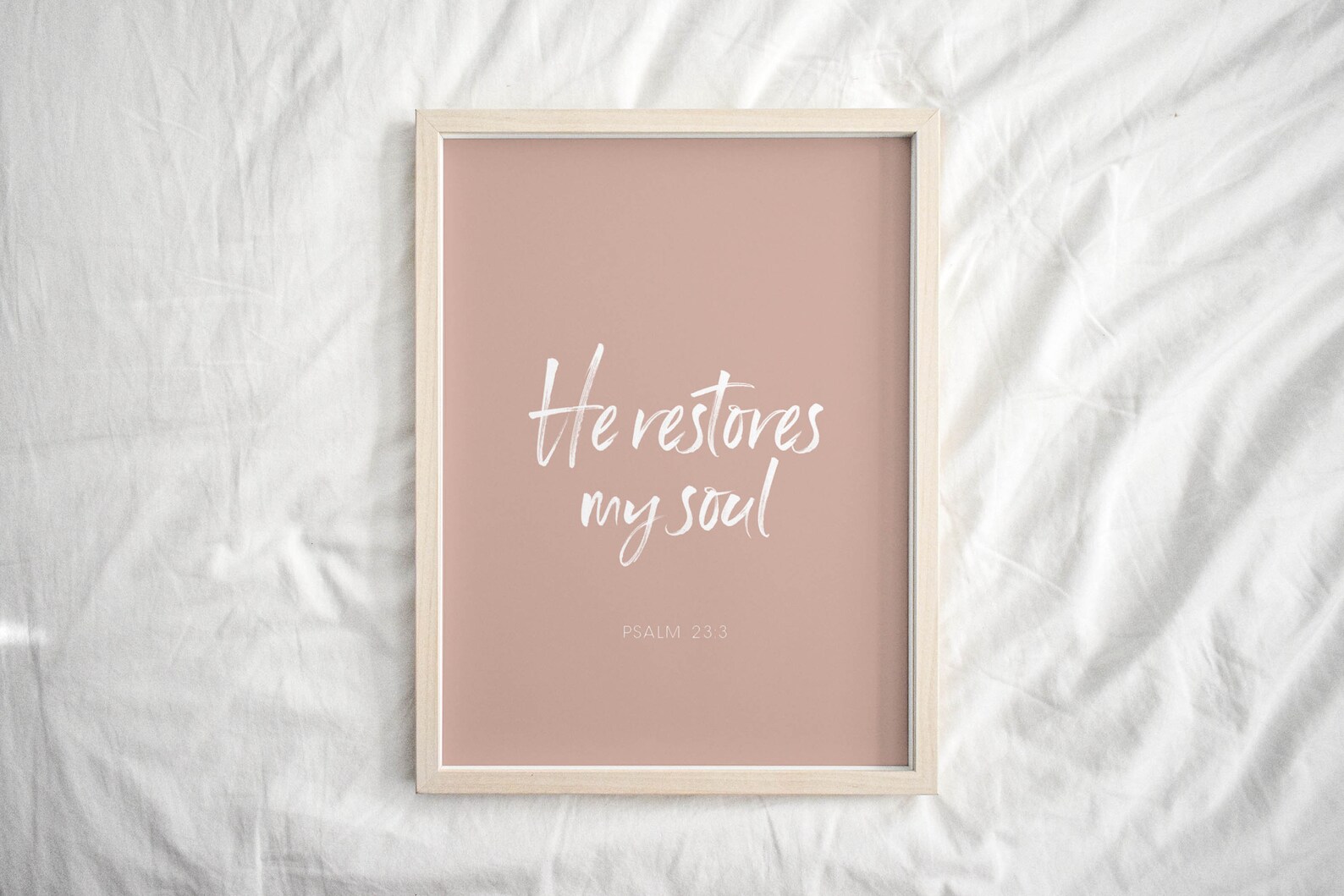 Psalm 23:3 He Restores My soul Print Bible Verse Wall Art | Etsy
