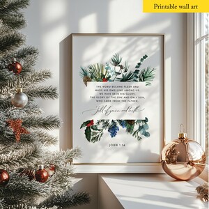 John 1:14 Print, Christmas Bible Verse Wall Art, Christmas Scripture ...