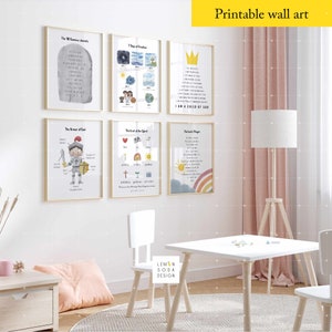 Set of 6 Kids Bible Verse Prints, I Am a Child of God, the Fruit of the ...