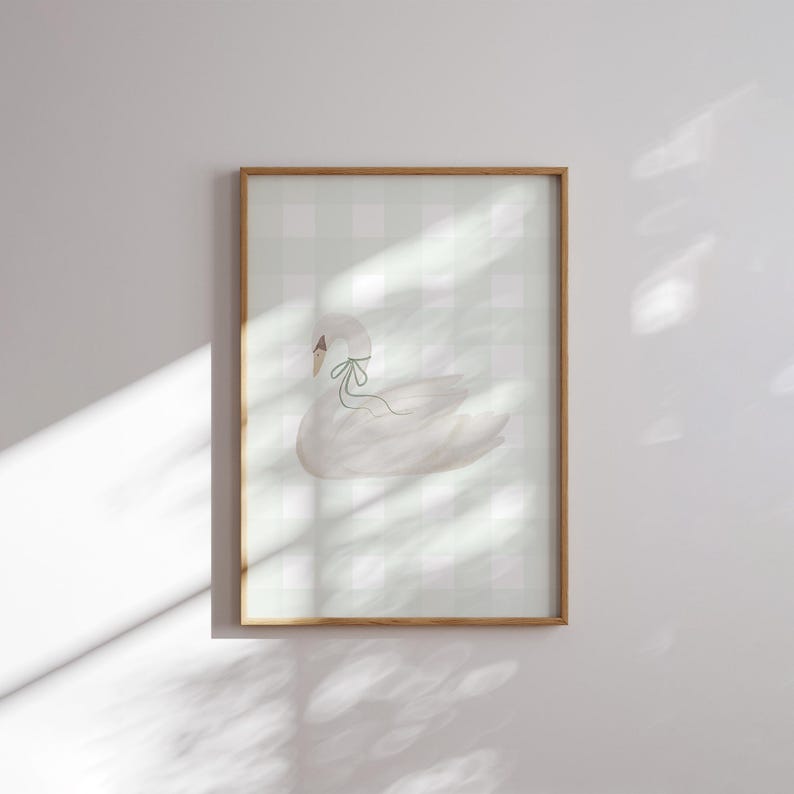 Sage Green Nursery Prints: Swan, Bow, Crown Wall Art (digital Download ...