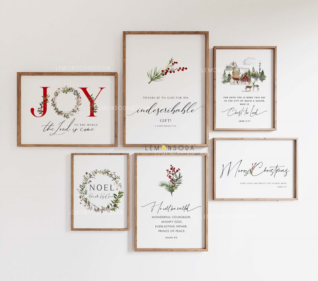 Christmas Bible Verse Print Set of 6, Printable Christmas Scripture ...