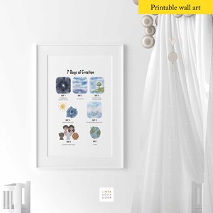 7 Days of Creation Poster, Christian Nursery Printable Bible Verse Wall ...