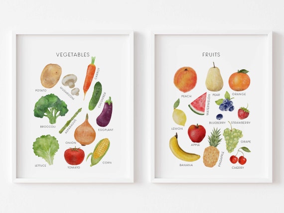 Set of 2 Fruits and Veggies Prints Printable Educational - Etsy