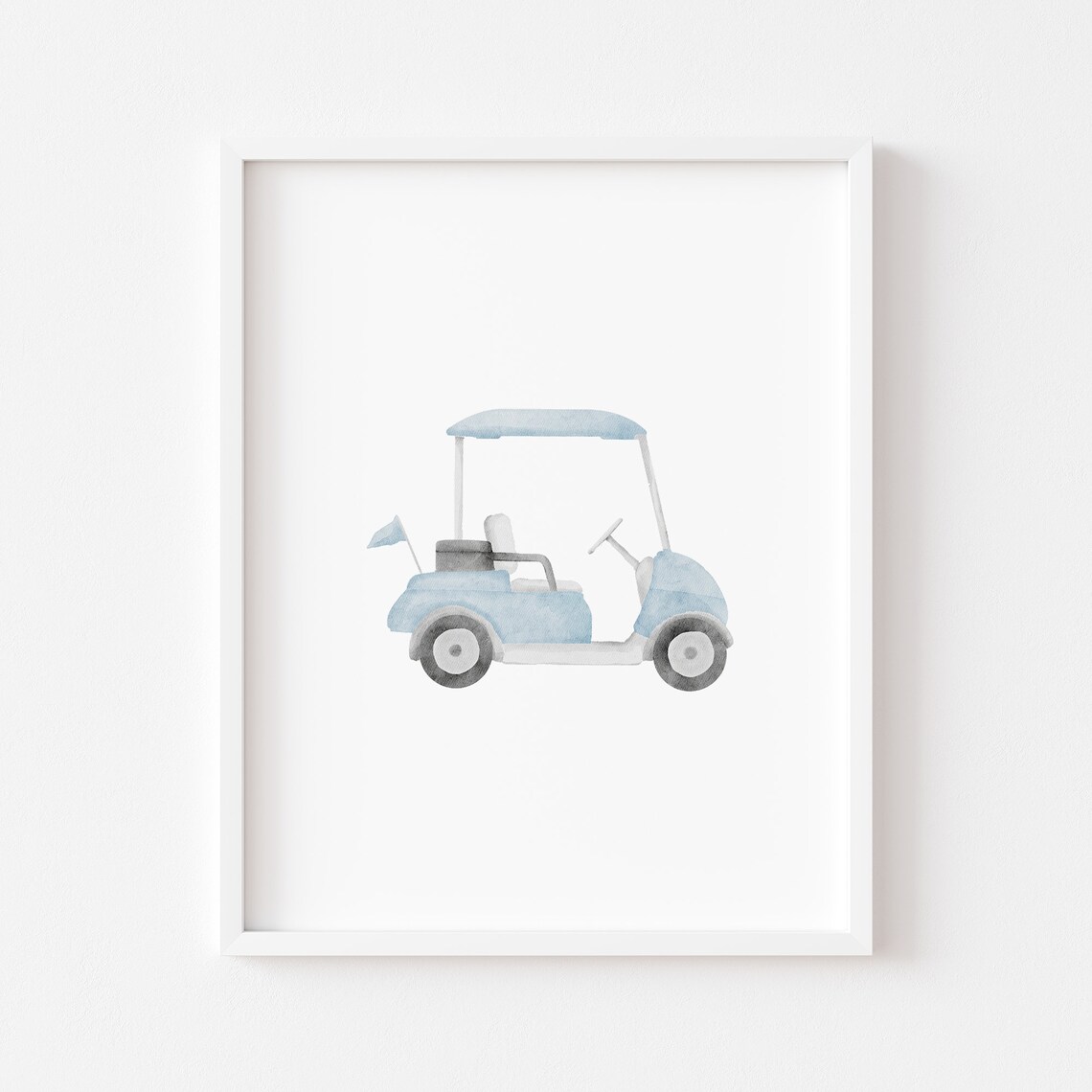 Blue Golf Cart Print: Watercolor Sports Nursery Decor (digital Download ...