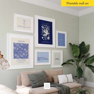 Blue Christian Bible Verse Gallery Wall Art Bundle Set of 6 - Etsy