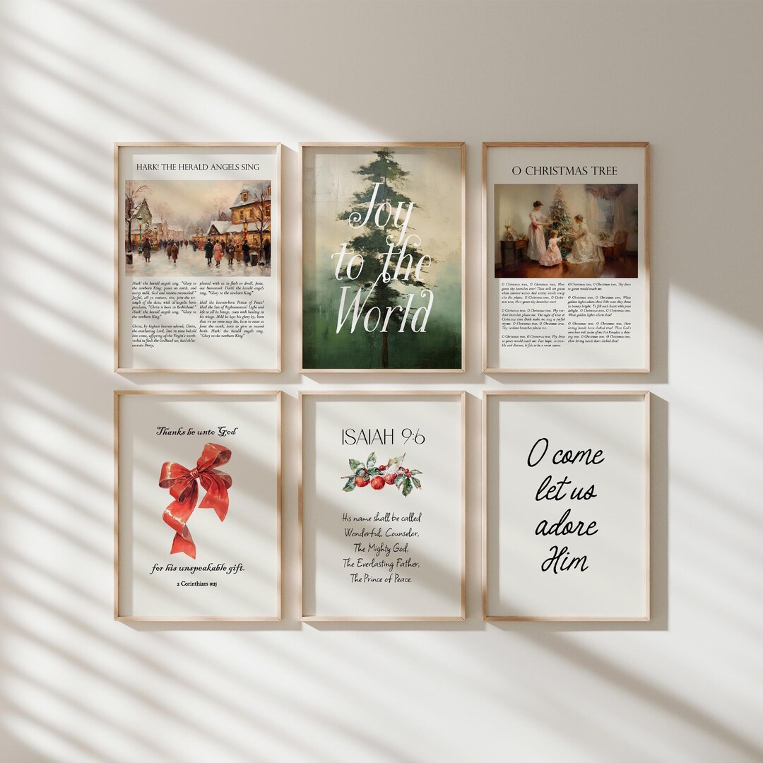 Vintage Christmas Bible Verse Wall Art, Printable Religious Seasonal ...