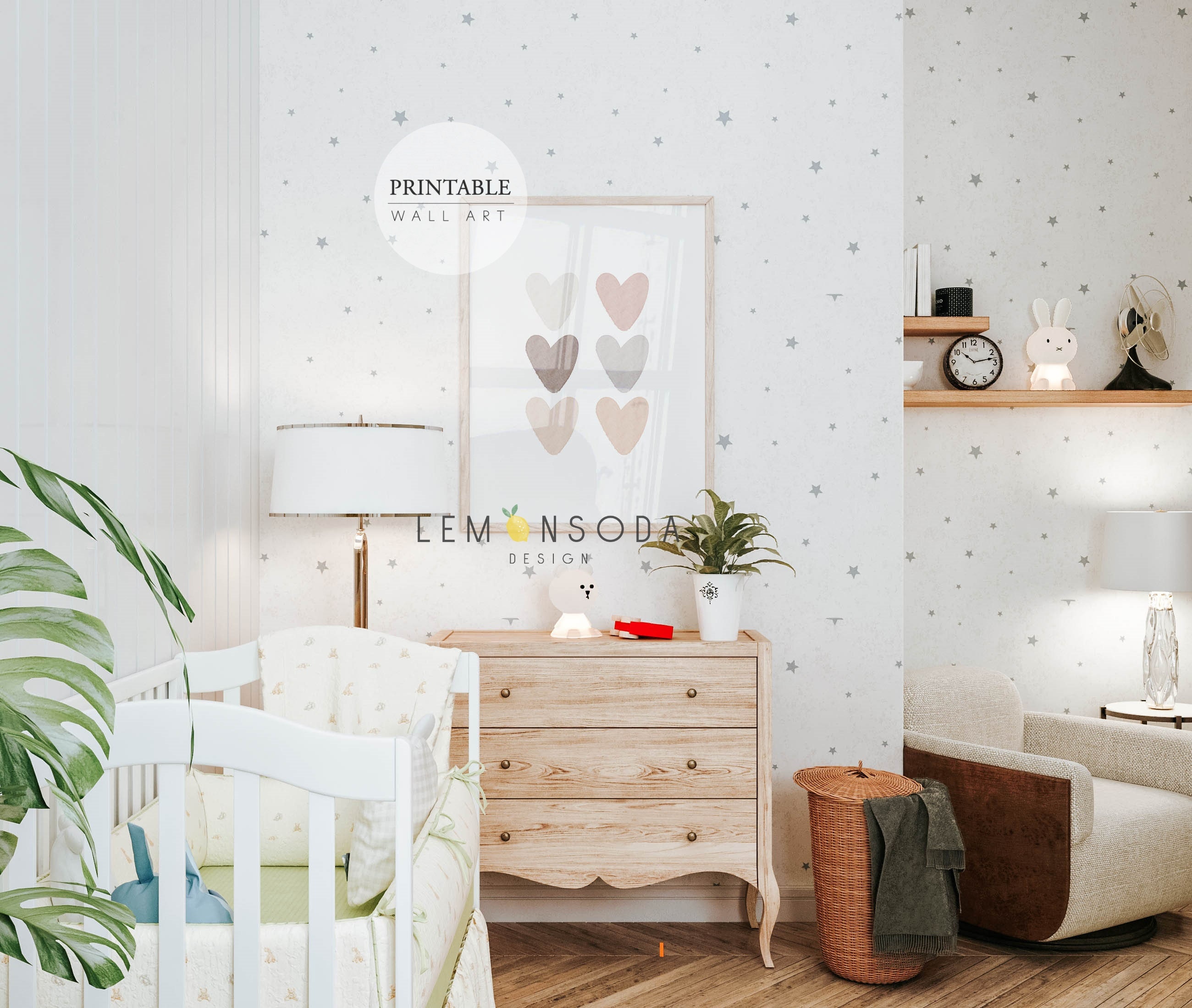 Watercolor Hearts Print Neutral Hearts Wall Art Printable - Etsy