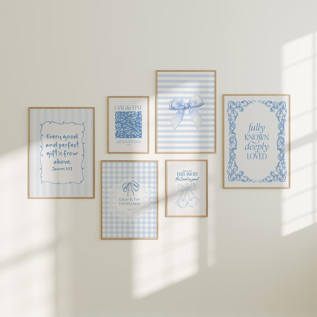 Light Blue Christian Bible Verse Print Set, Girly Room Decor (digital ...