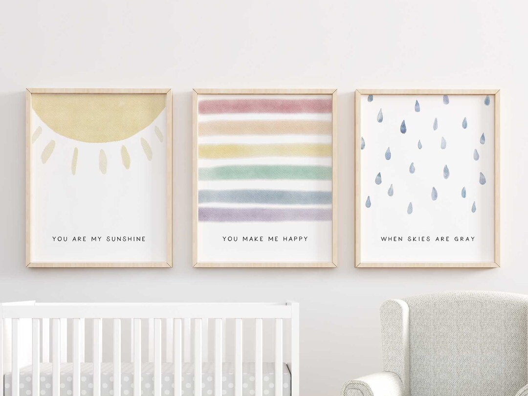 You Are My Sunshine, Set of 3 Prints, Pastel Kids Room Decor, Nursery ...