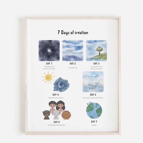 7 Days of Creation Poster Christian Nursery Printable Bible - Etsy