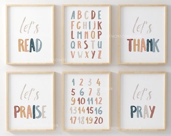 Set of 6 Kids Bible Verse Wall Art Christian Nursery Boho - Etsy