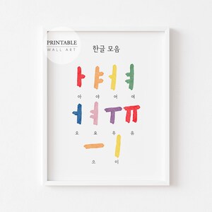 Set of 2 Colorful Korean Alphabet Poster, Hangul Alphabet Numbers Print ...