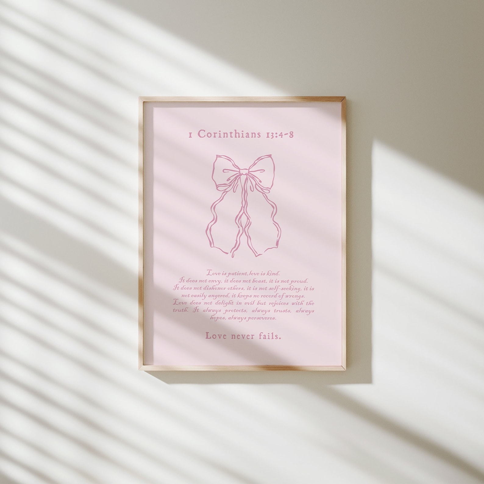 Pink Christian Bible Verse Print: 1 Corinthians 13 (digital Download ...