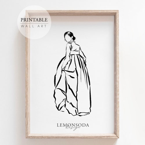 Korean Art Print Korean Line Drawing Art Poster Korean Woman - Etsy