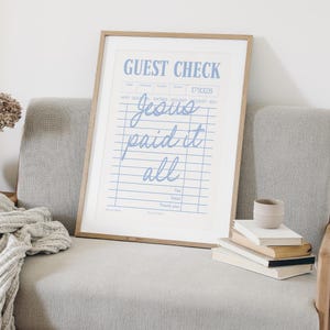 Blue Guest Check 'jesus Paid It All' Bible Verse Print (digital ...