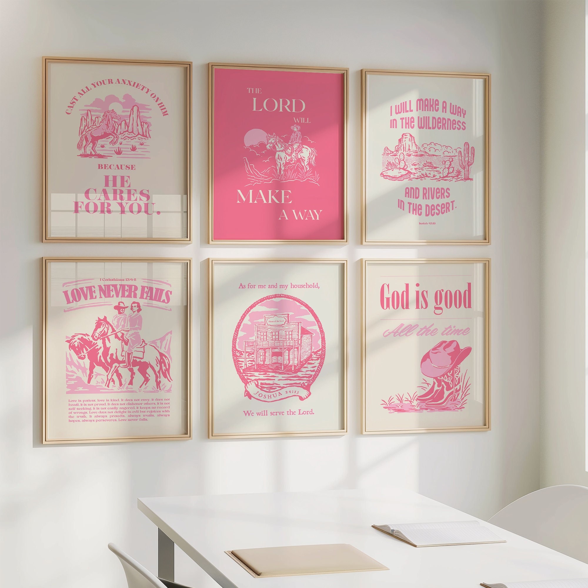 Pink Christian Western Art Prints: Cowgirl Bible Verse Gallery (digital ...