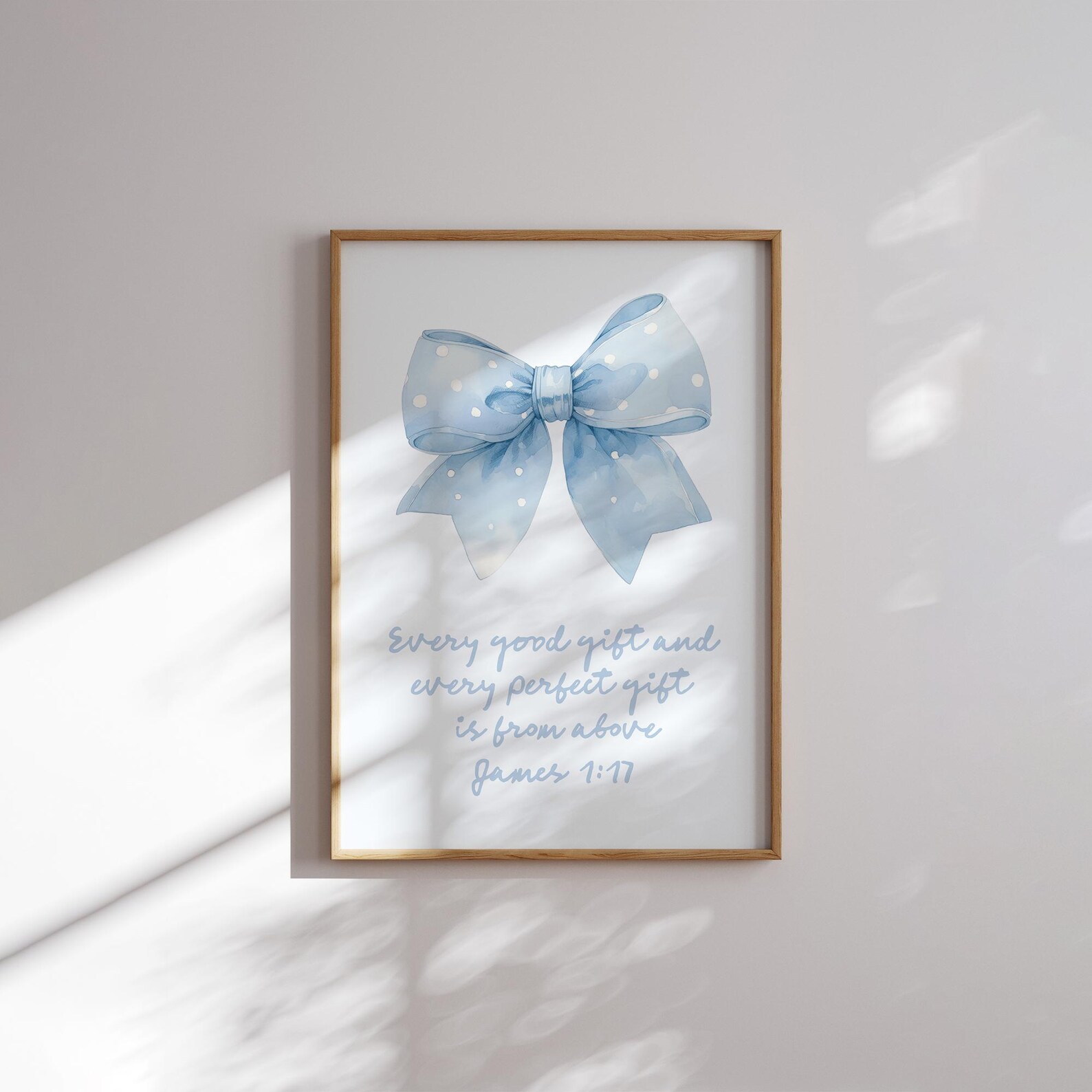Light Blue Bow Christian Verse Physical Poster: Coquette Religious Dorm ...