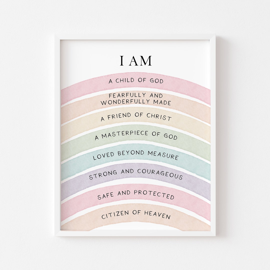 Christian Kids Pastel Rainbow Affirmation Print (digital Download) - Etsy